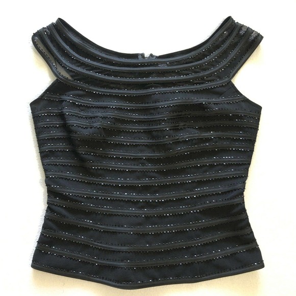 Caché | Tops | Cache Women Black Beaded Full Zip Back Off Shoulder ...